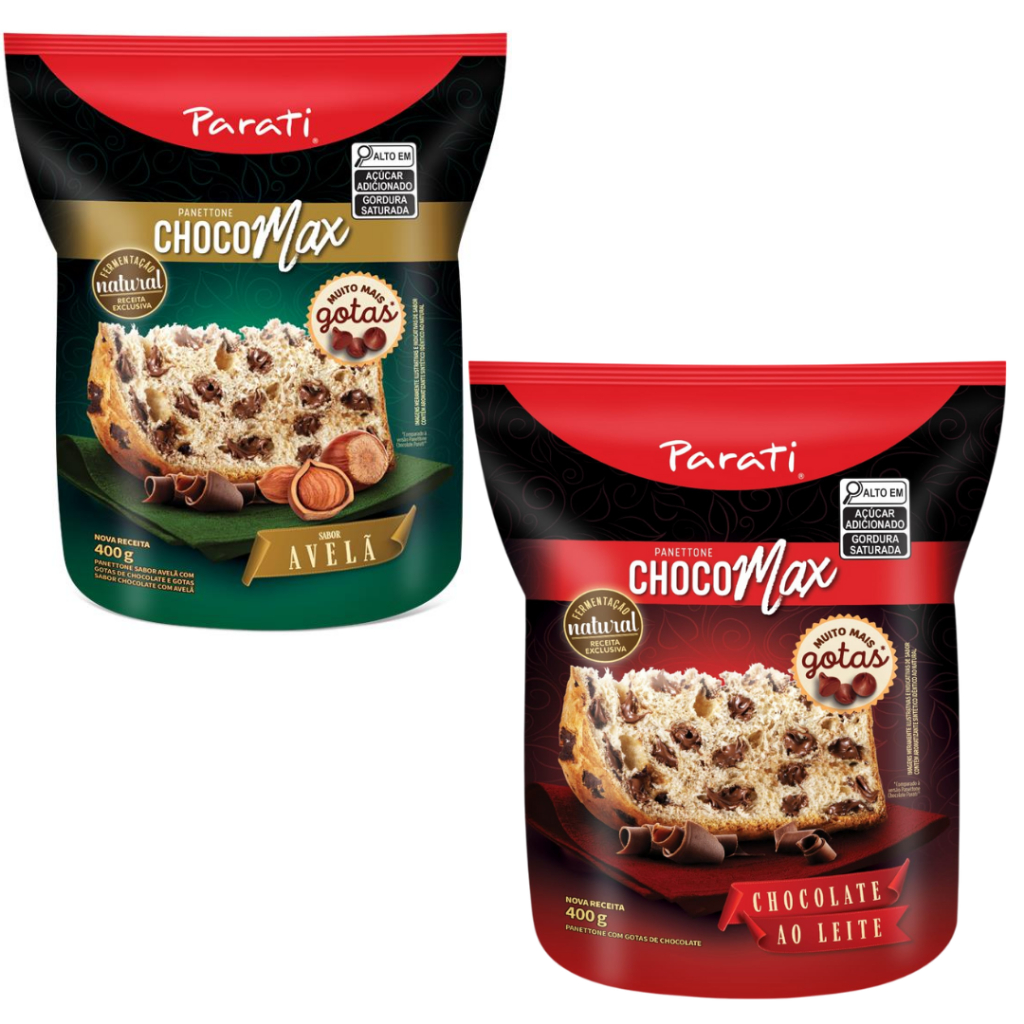 Panettone ChocoMax Parati 400g - sabores Avelã e Chocolate ao Leite ...