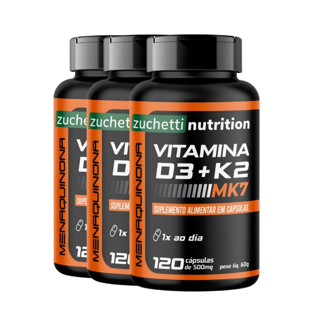 Kit 3 potes Vitamina d3 k2 2000ui k2mk7 360 Capsulas zuchetti nutrition ...