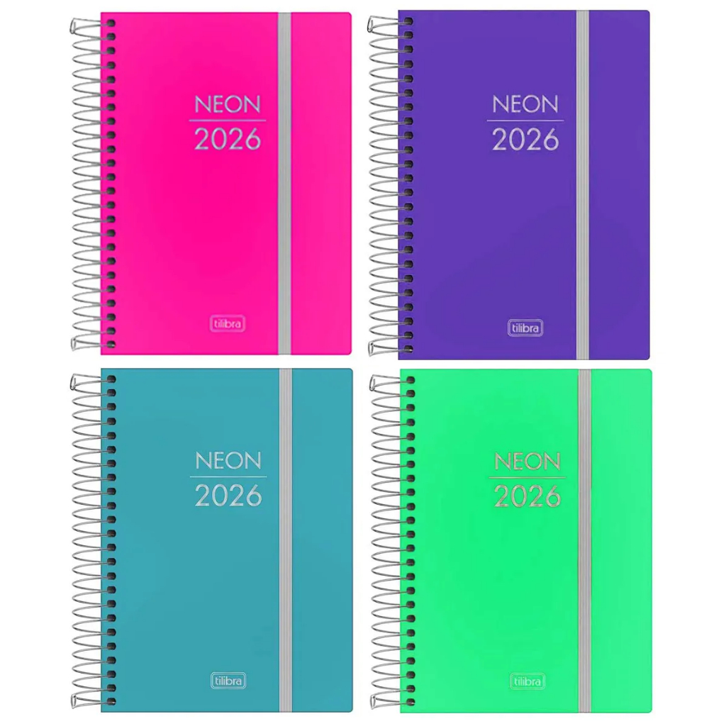 Agenda Espiral 2026 Diária Tilibra Neon Cores - Escritório/Escolar ...