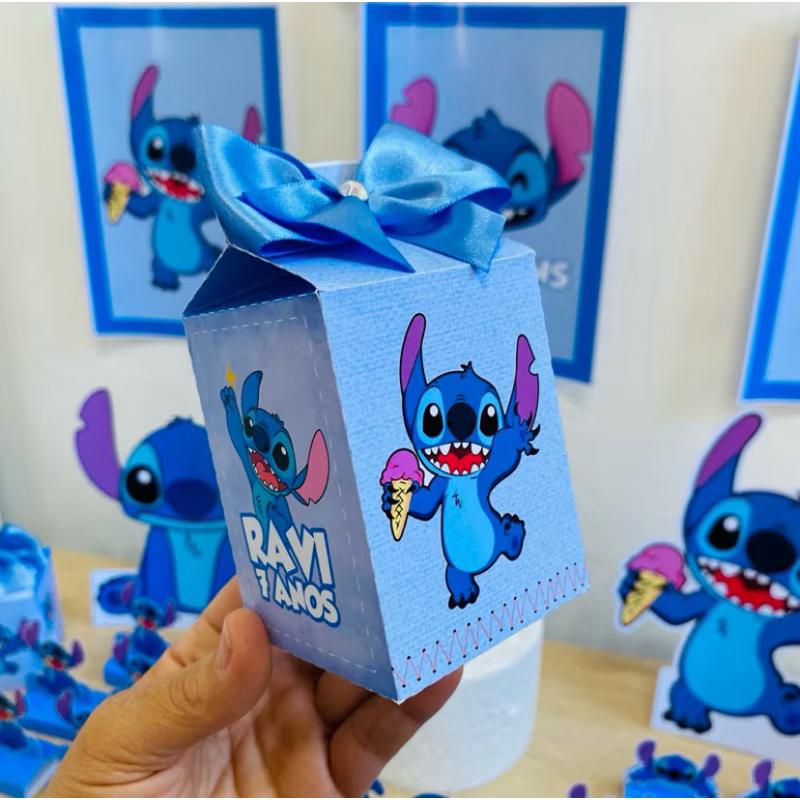 Caixa Stitch Azul Menino,Lembrancinha Stitch Azul Menino, Festa Stitch ...