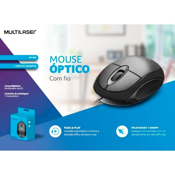 Mouse MF100 USB Com fio Multi1200dpi | Shopee Brasil