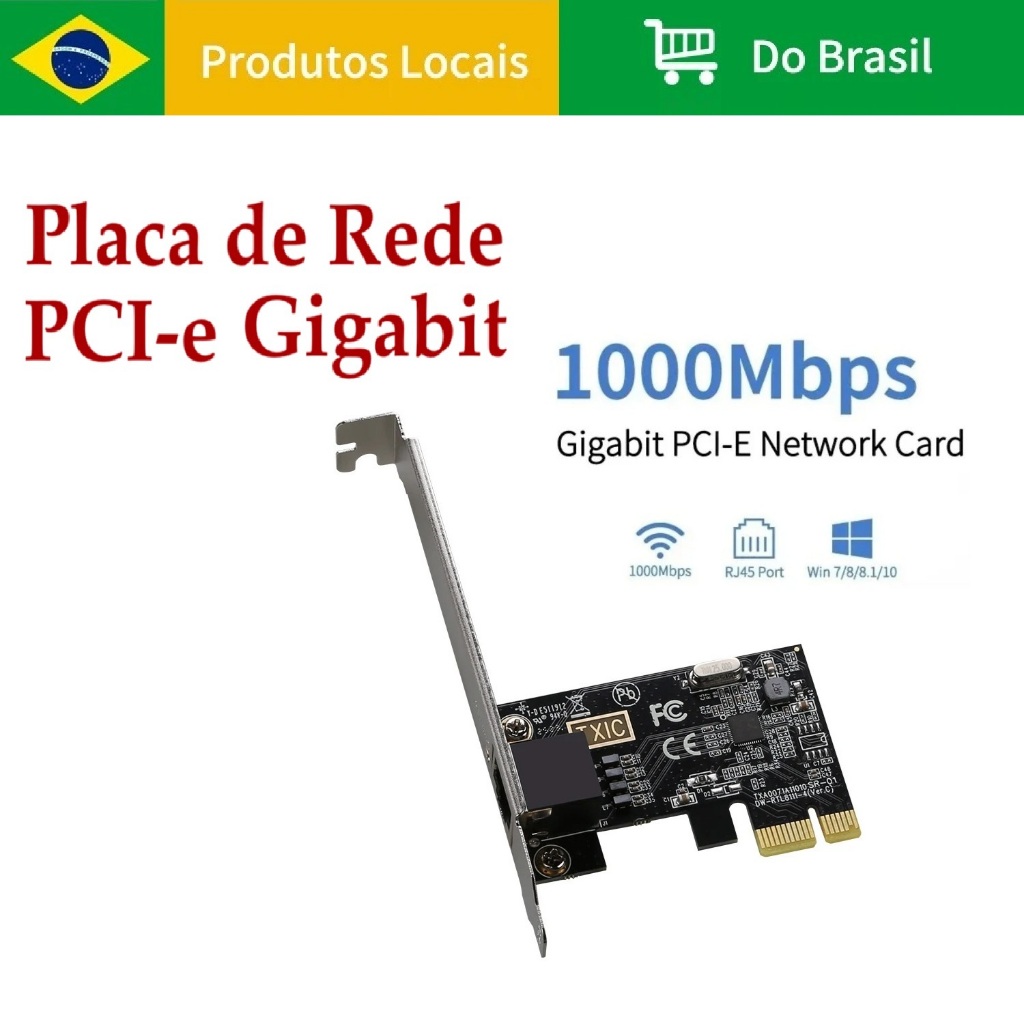 Placa de Rede PCI-e Gigabit 10/100/1000 Mbps - Chipset Realtek RTL8111E para Desktop | Shopee Brasil