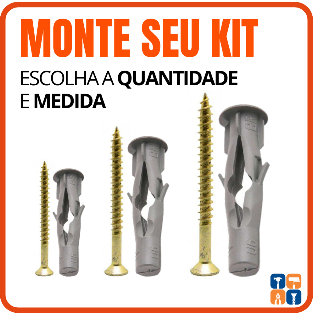 MONTE SEU KIT Bucha Baiana e Parafuso 6-8-10 para Tijolo Oco Furado Kit ...