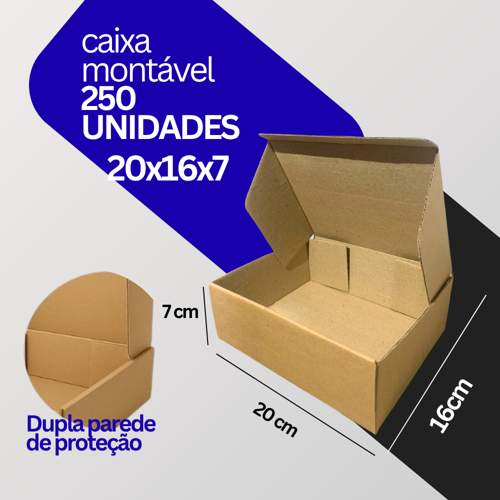 Kit 250 Caixas Papelão 20x16x7 Envio Correios Loja Virtual Embalagens ...