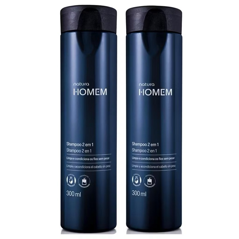 Shampoo 2 em 1 Natura Homem 300ml 2 unidades | Shopee Brasil