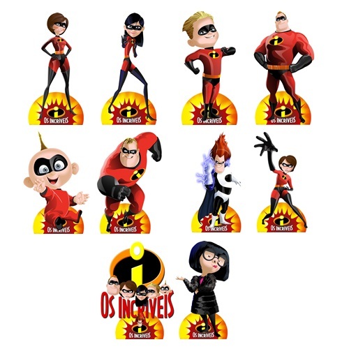 Os Incríveis - 10 Displays de festa de 20cm Totens | Shopee Brasil