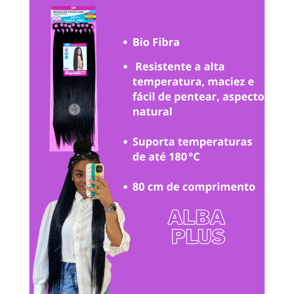 Cabelo Longo Bio Fibra Liso Em Tela - Alba Plus - Sleek COR 2 castanho ...