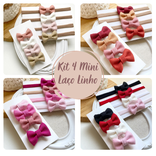 Kit Laço Linho - Kit Laço na faixa - Laço Bebê - Kit Faixinha de Bebê ...