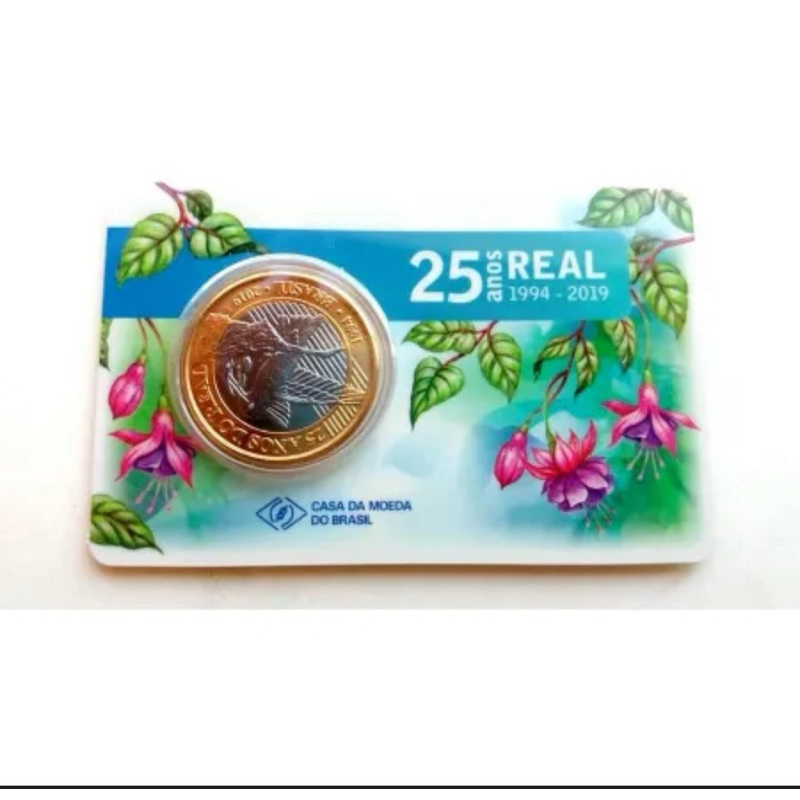 Blíster Oficial – Moeda Comemorativa “Beija-Flor” – 25 Anos do Plano Real (2019) | Shopee Brasil
