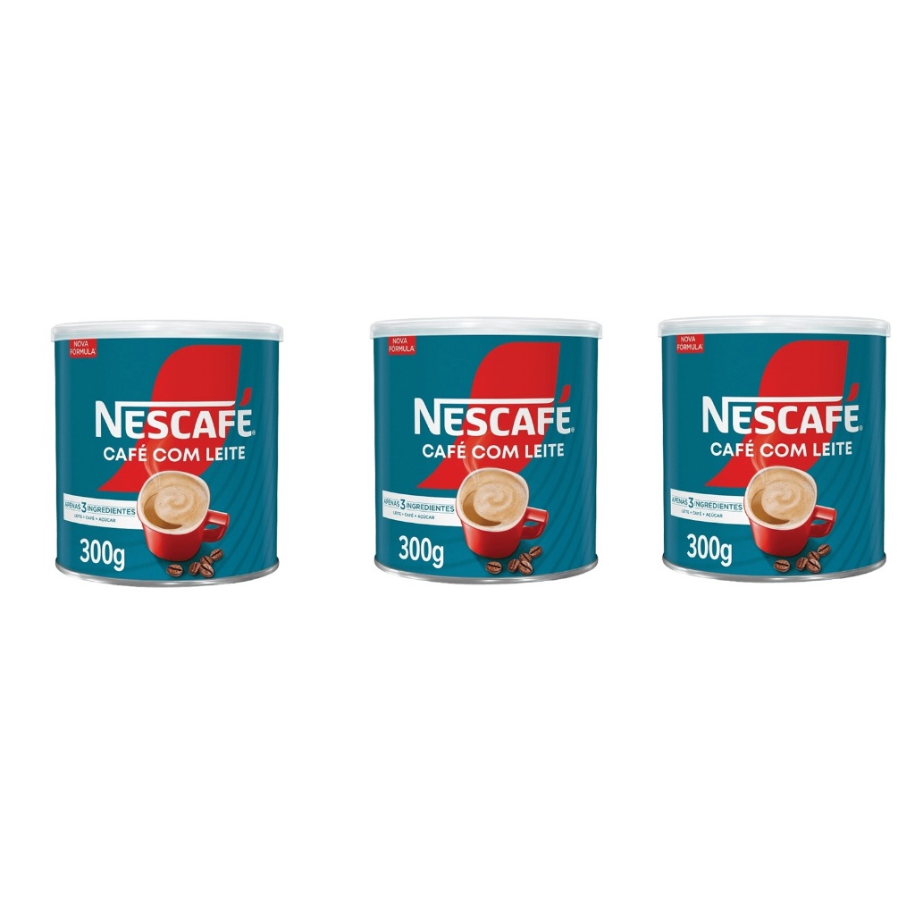 Kit 03 latas Café com Leite Solúvel Nescafé 300g | Shopee Brasil