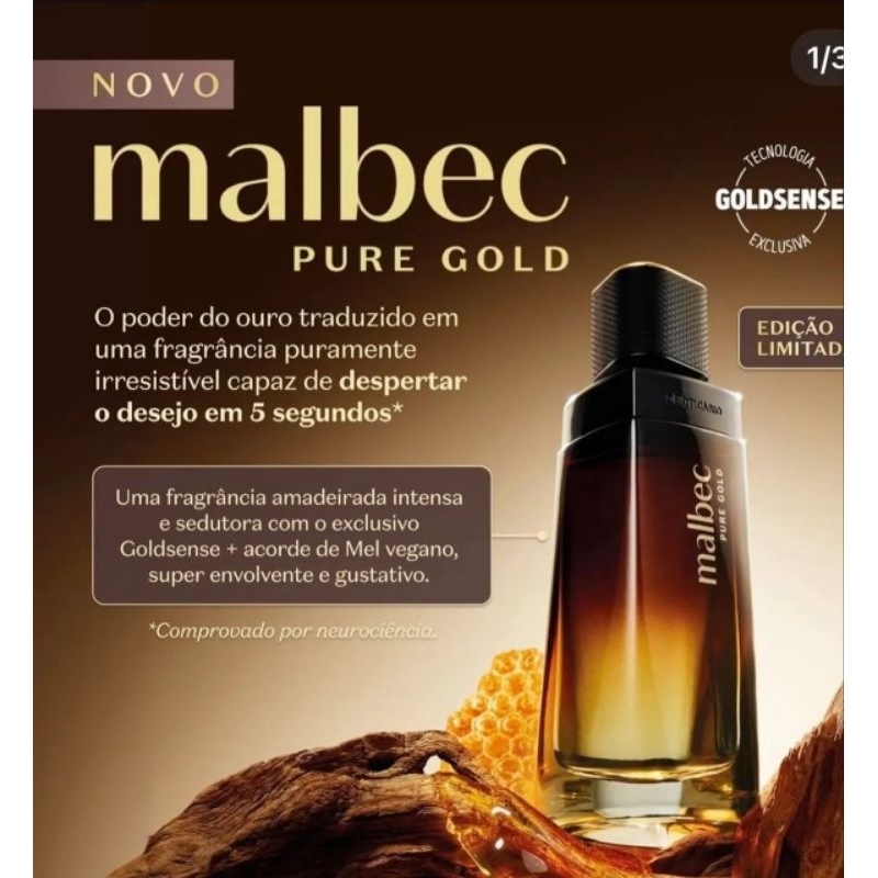 Super Lançamento Malbec Pure Gold Desodorante Colônia 100ml O Boticário ...