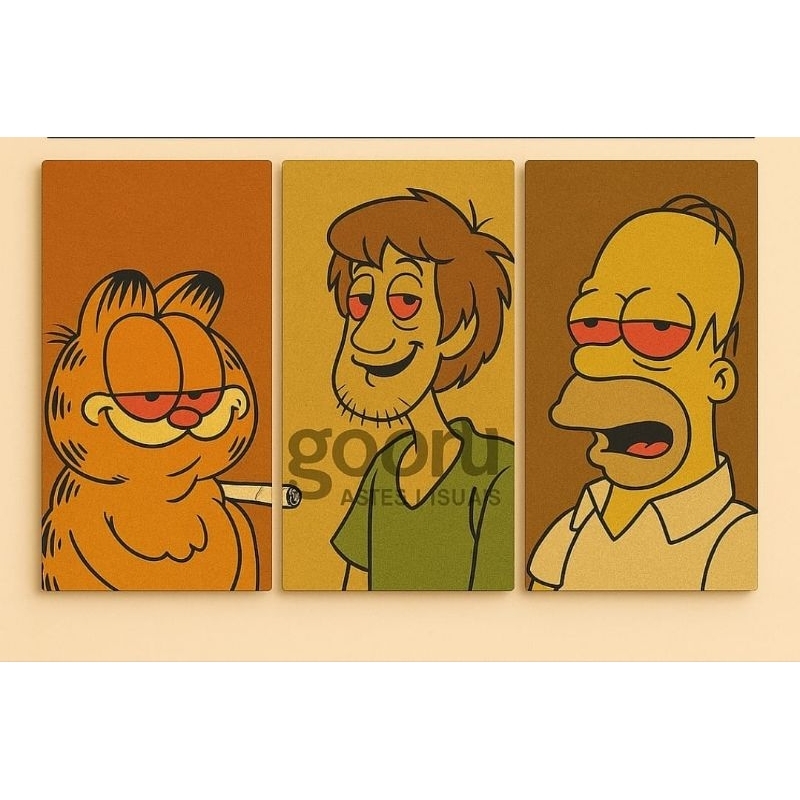 kit Quadros Decorativos desenho Simpsons garfield tabacaria 60x40 ...