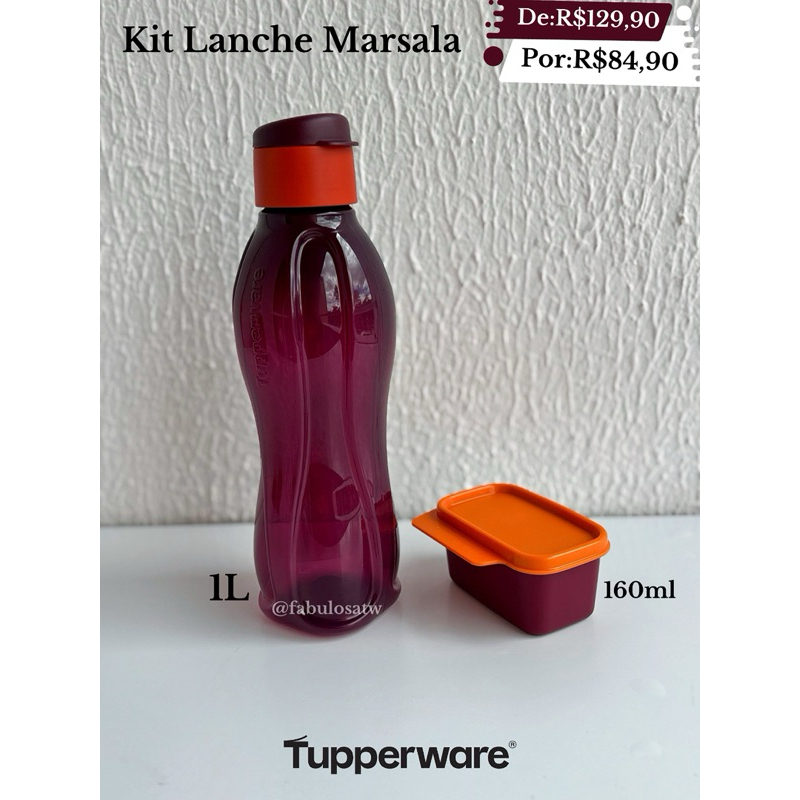 Tupperware kit lanche 1 eco de 1 litro 1 básic line de 160mls | Shopee Brasil