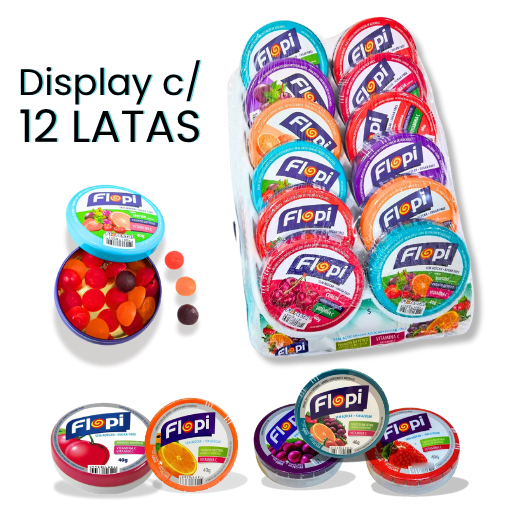 Bala Florestal Flopi Diet Lata Sortida 40g - Embalagem com 12 Unidades ...