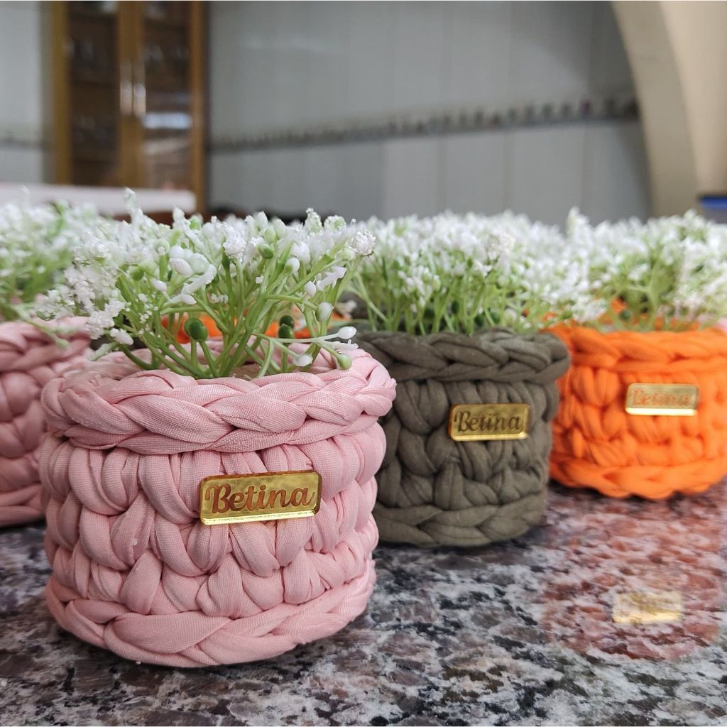 Mini cachepô para plantas | Cesto em fio de malha para suculentas e ...