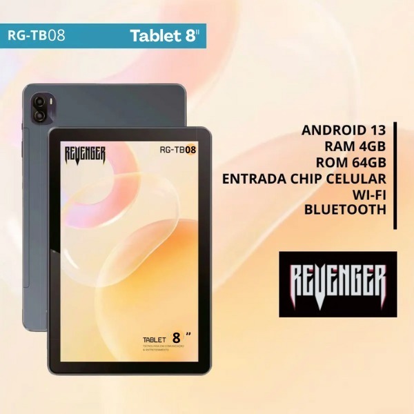 Tablet Revenger RG-TB08 - 8” | Android 13 | 64GB ROM + 4GB RAM | Shopee ...