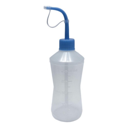 Pisseta Graduada 250mL com Bico Curvo e Tampa Azul – Frasco PE ...
