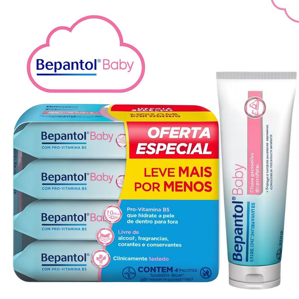 KIT Bepantol Pomada de Assadura 120gr + 1 Pack com Lenço Umedecido 192 ...