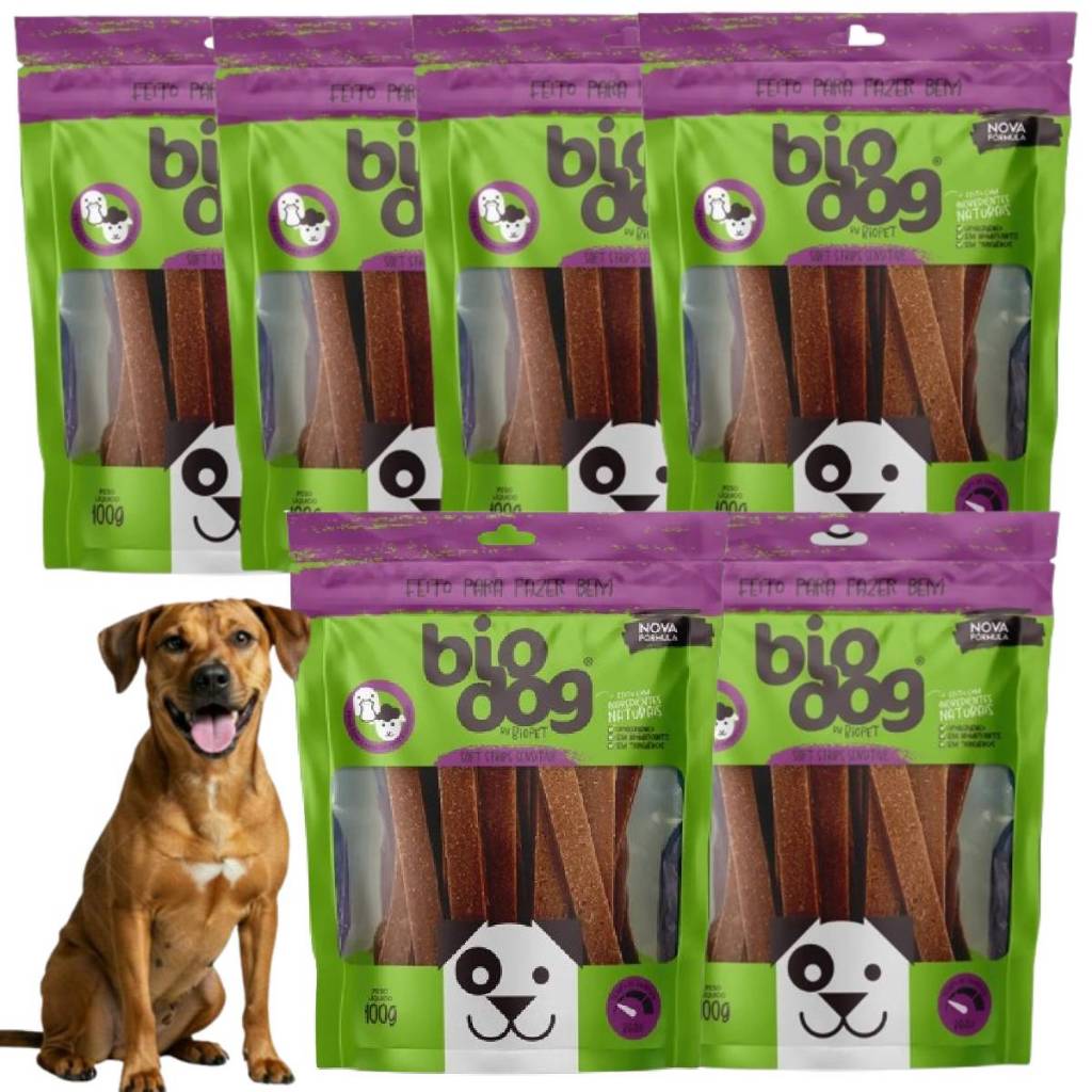 6x Petisco Bio Dog Strips Sensitive Para Cães 100g | Shopee Brasil