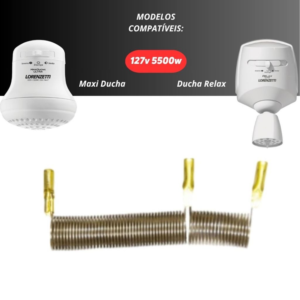 Resistência Chuveiro Lorenzetti 127V Maxi Ducha Relax Bello Banho 5500W ...
