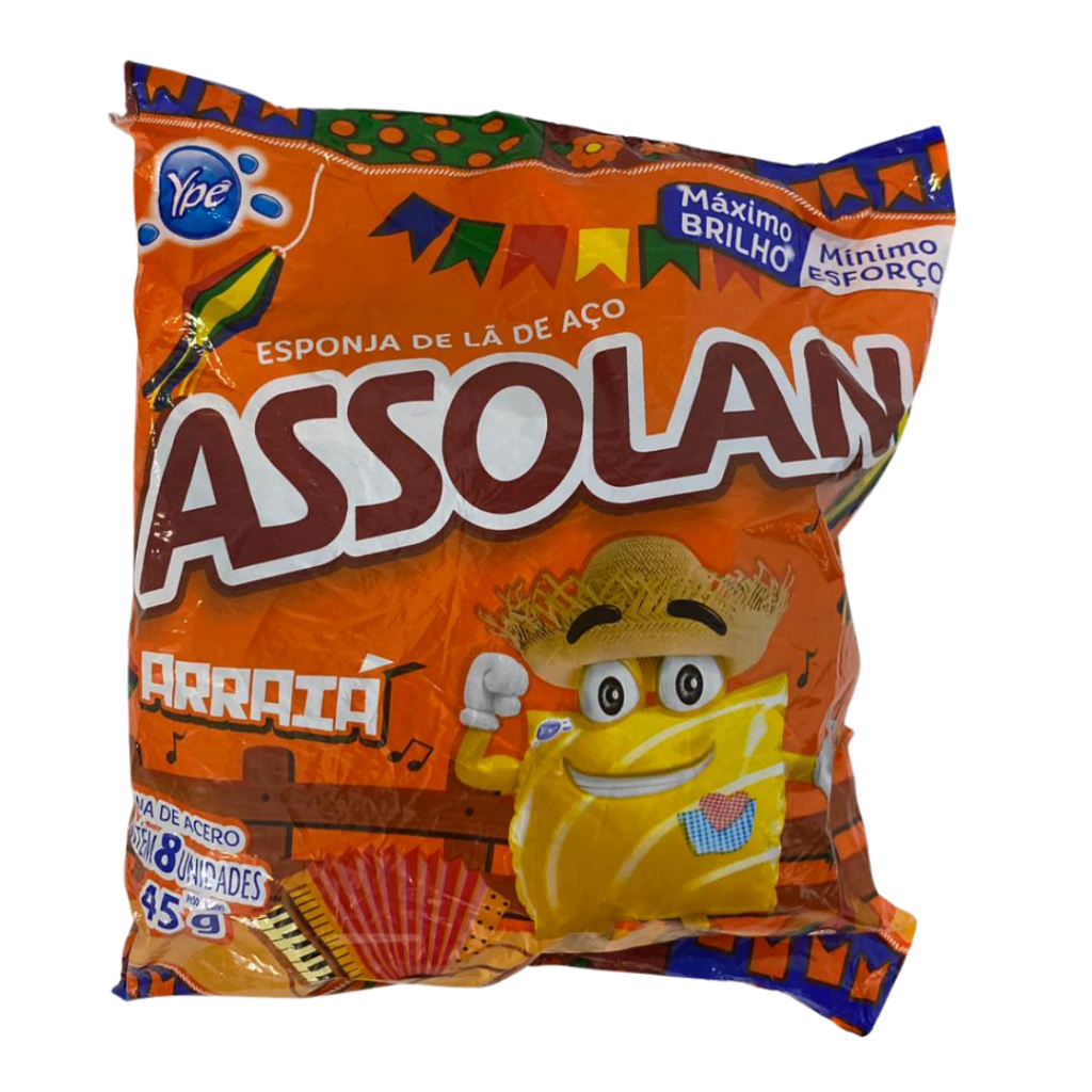 Esponja de Lã de Aço Assolan 45g Pacote com 8 Unidades | Shopee Brasil