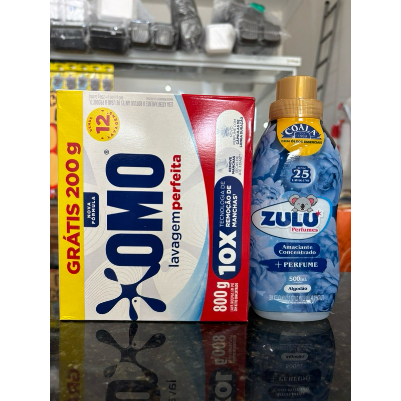 Kit Omo 800gr + Amaciante Zulu Concentrado 500ml | Shopee Brasil