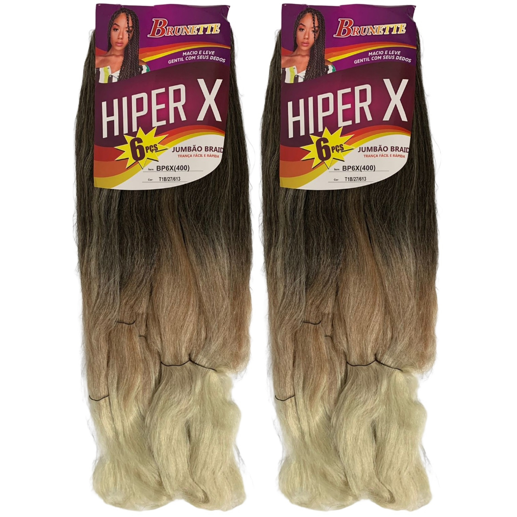 Kit 2 Cabelo Jumbo Cor T1B 27 613 Jumbão SUPER 400 gramas - Jumbo para ...