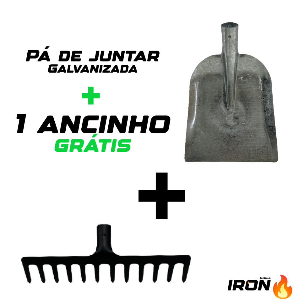 Pá de Juntar Galvanizada + Ancinho Grátis (Sem Cabo) | Shopee Brasil