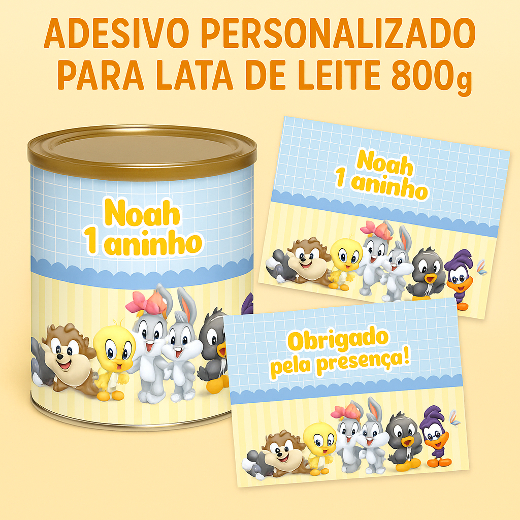 Rotulo Adesivo para Lata de Leite 800g no tema looney tunes baby ...