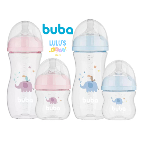Kit 2 Mamadeira BUBA 120ml+330ml Easy Flow Elefante Anticólica Rosa e Azul Bico 0+ e 4+ | Shopee ...