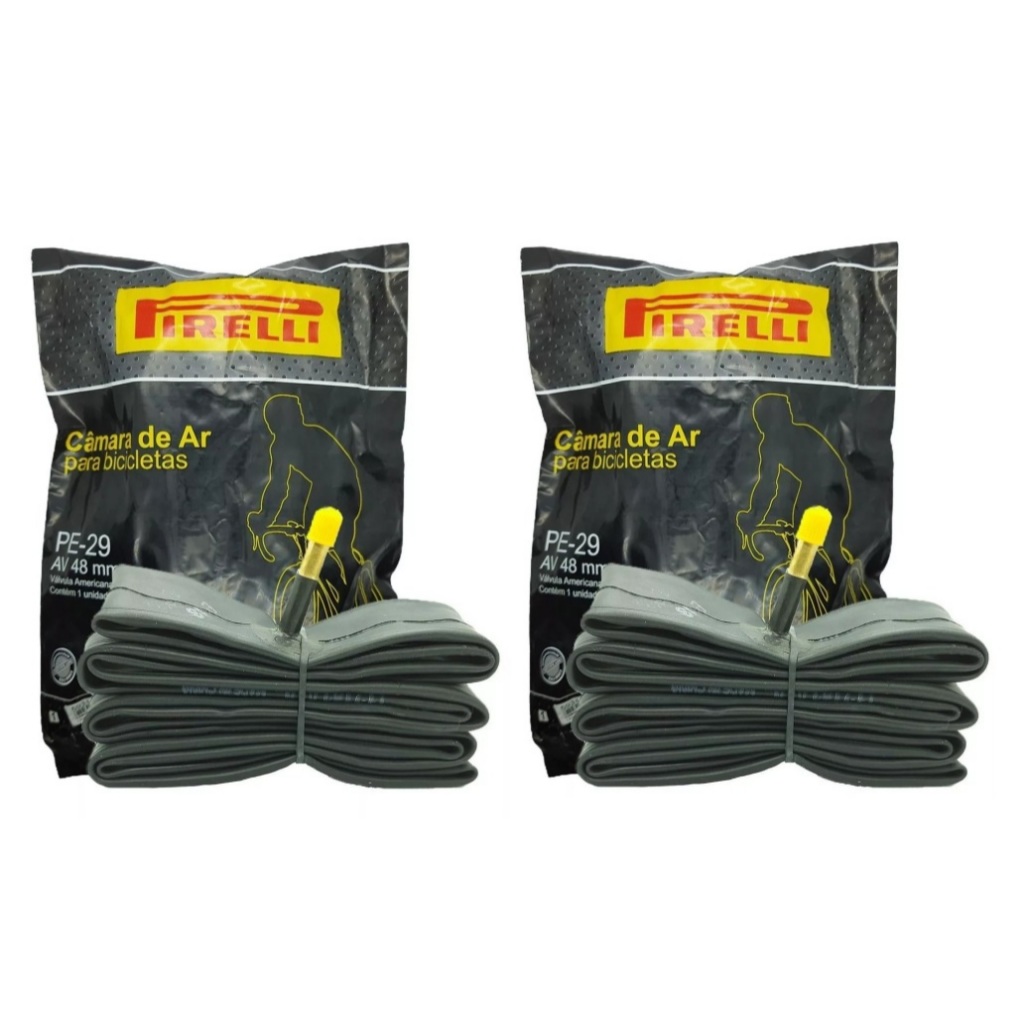 Par Câmara de Ar Pirelli Válvula Schrader (Bico Grosso) 48mm Bike Mtb ...