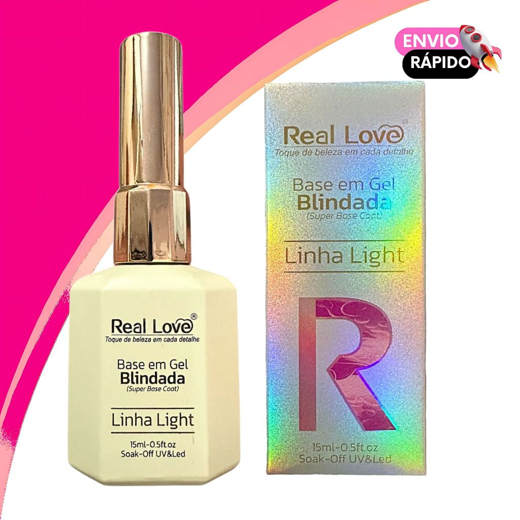 Base em Gel Blindada Super Base Coat Real Love Linha Light - 15ml ...