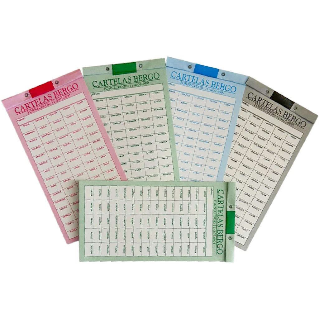 CARTELAS BERGO DE RIFA 150 NOMES - PACOTE 50 UNIDADES | Shopee Brasil