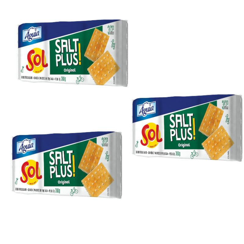 kit 3 biscoito sol salt plus original 360g | Shopee Brasil