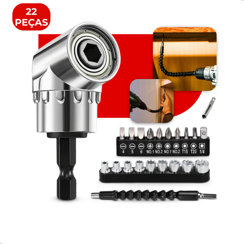 Kit Extensor Eixo Prologador Adaptador Angular Parafusadeira Cabo ...