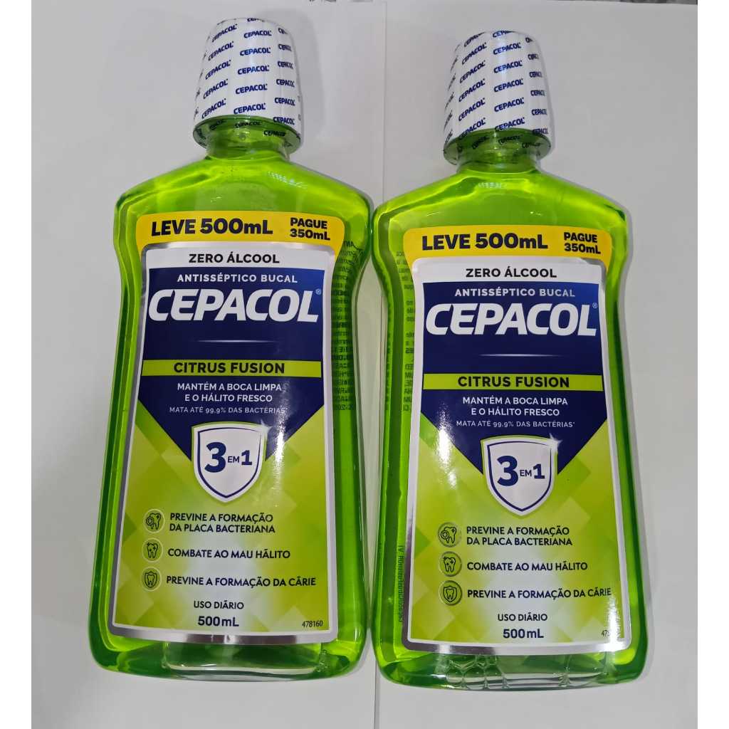 Enxaguante Antisséptico Bucal Cepacol Citrus Fusion Sem Álcool 500ml (2unidade) | Shopee Brasil
