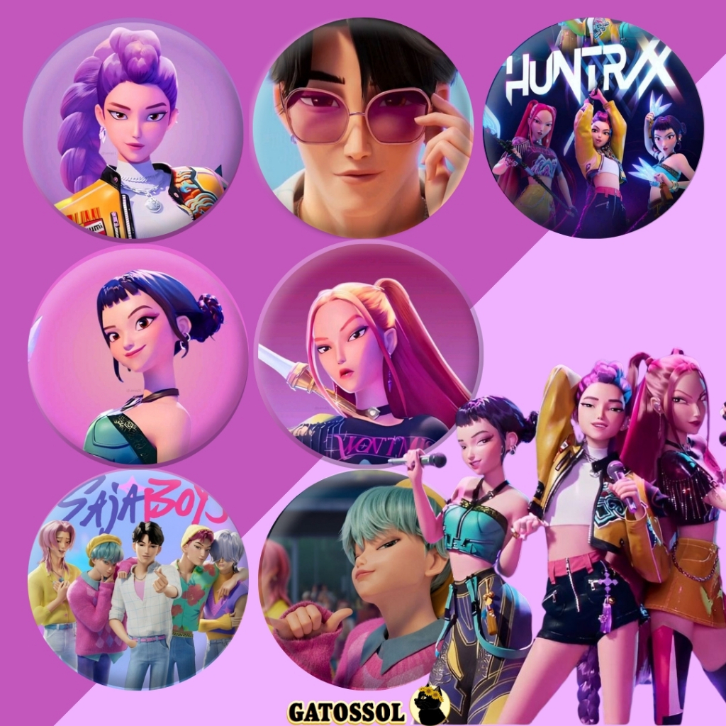 K-Pop Demon Hunters Bottons 4,5 cm Broche Guerreiras do K-Pop Bottom ...