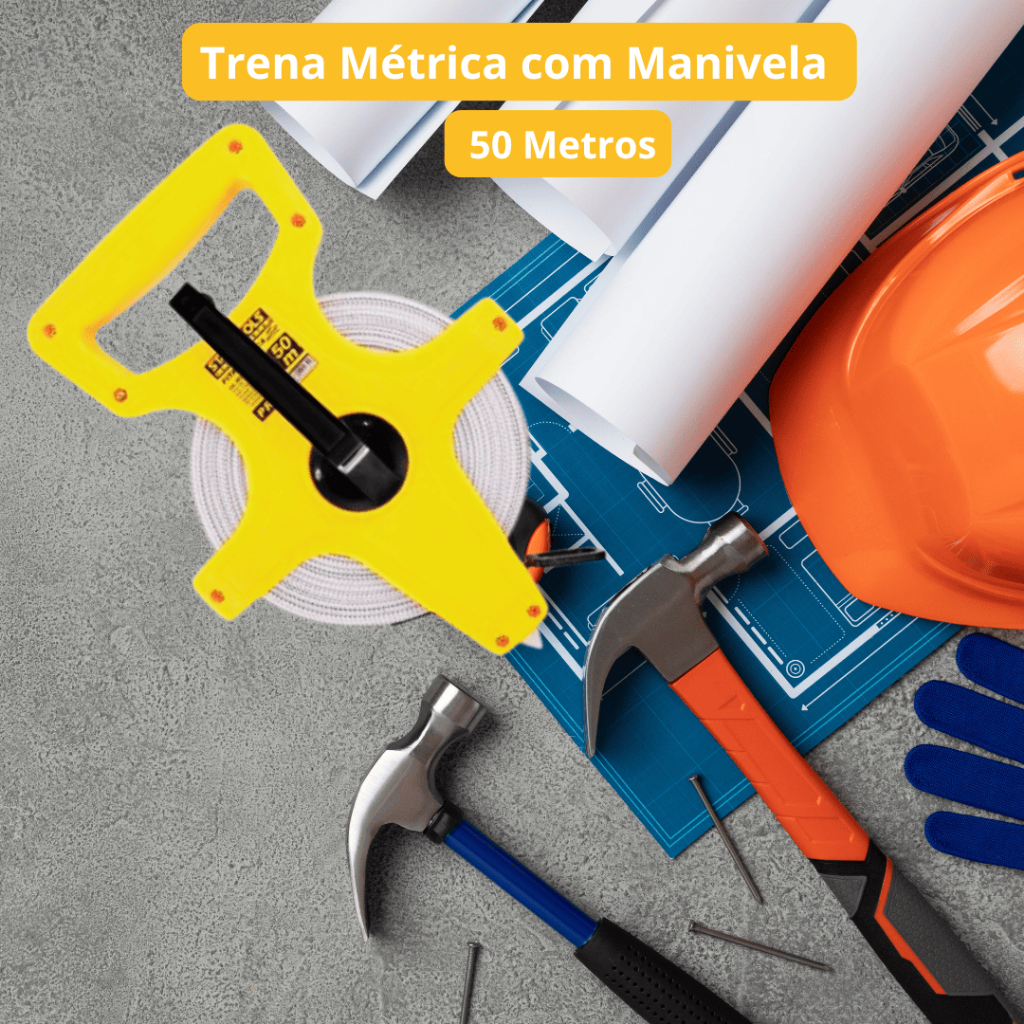 Trena Tipo Fita Métrica com Manivela - 50 Metros: Praticidade ...