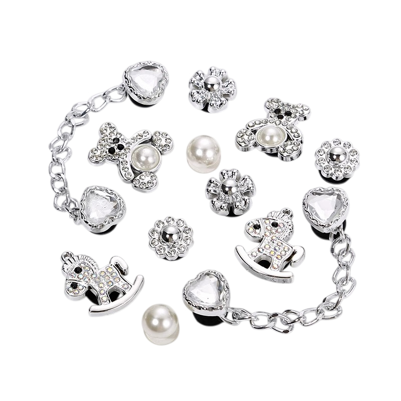 Kit Bottons Charm Pingente para Babuche Cros Strass Luxo Ursinho | Shopee Brasil