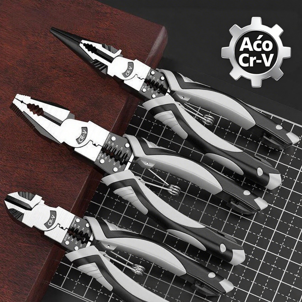 Kit 3 Alicates Profissionais Cr-V Eletricista – Corte Descascar e ...
