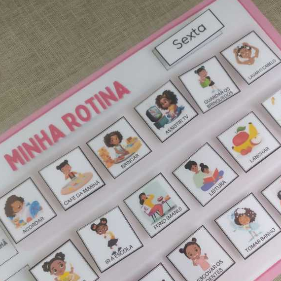 Quadro de Rotina para crianças pequenas Novos Temas Infantis - Velcro ...