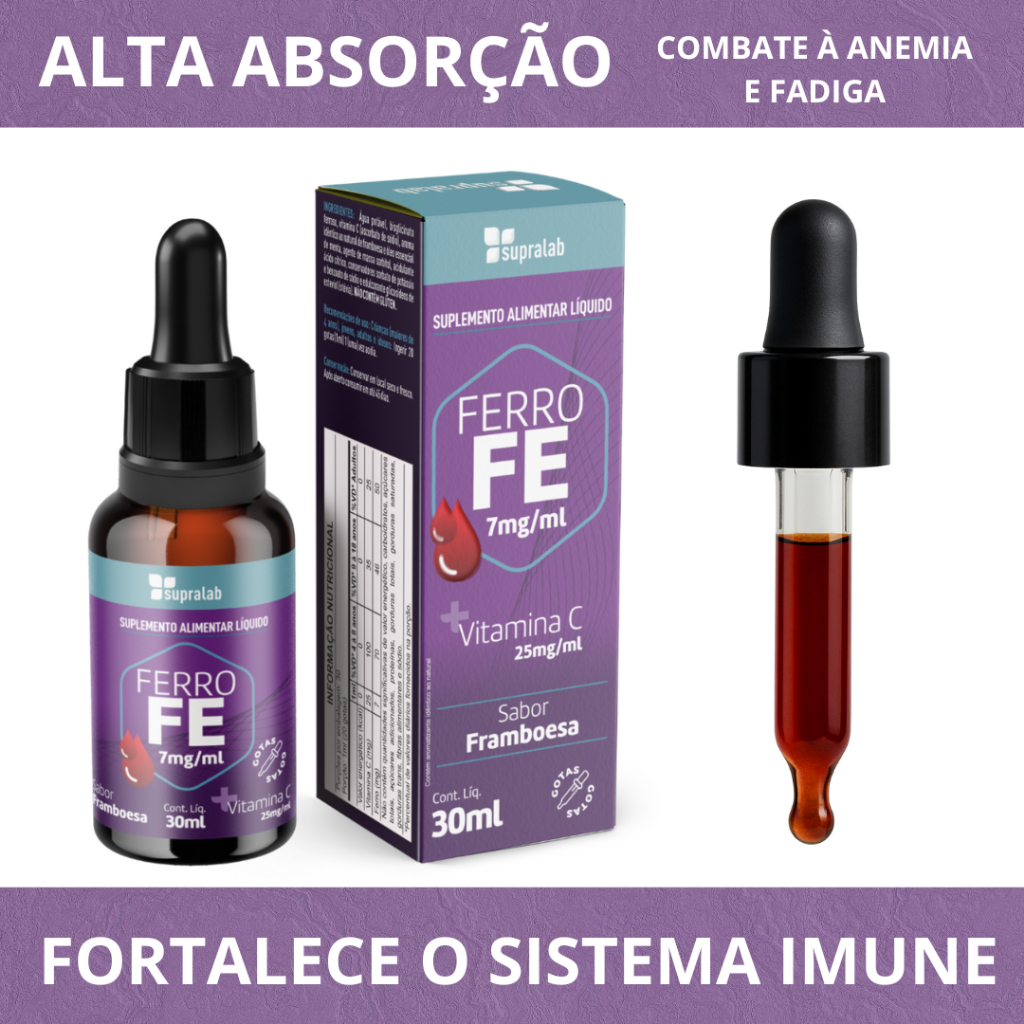 Ferro Líquido Concentrado com Vitamina C | Imunidade e Energia | 30ml ...
