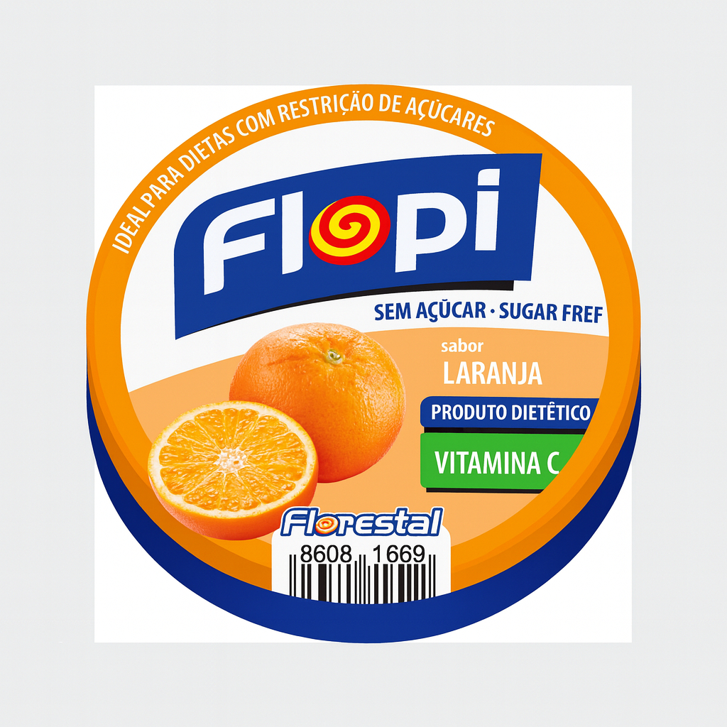 Balas Sabor Laranja Sem Açucar Flopi 40g- Florestal | Shopee Brasil