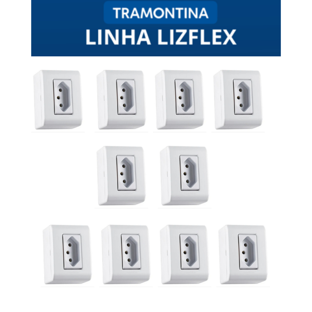 Kit 10 Tomadas Sobrepor Externa Liz Flex Tramontina 10A 250V | Shopee ...