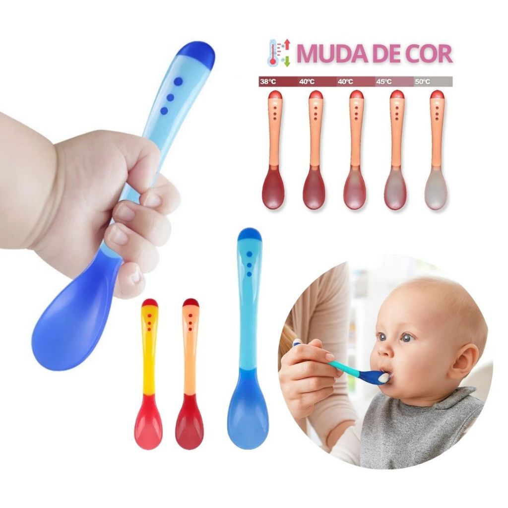 Colher Que Muda De Cor Para Bebê | Shopee Brasil