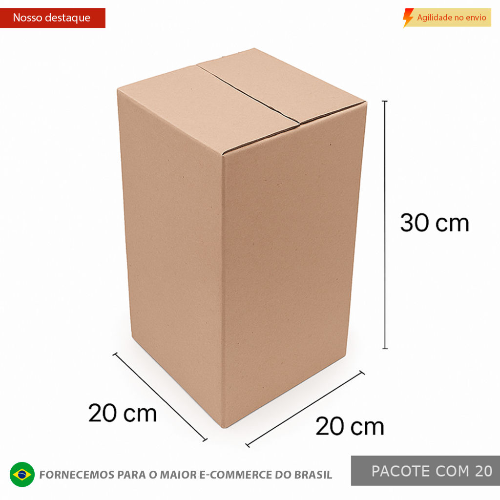 Caixa Papelão C1 20x20x30 – Kit c/ 20 Un. para E-commerce e Correios ...