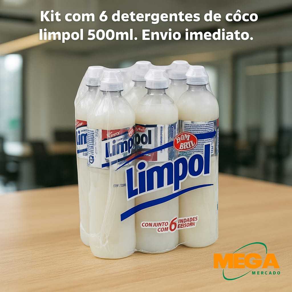 Kit com 6 Detergente Lava Louças LIMPOL 500ml COCO Envio Imediato ...