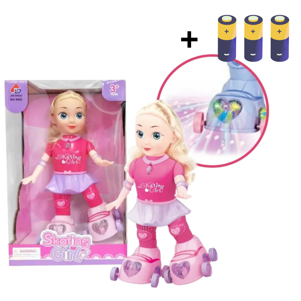 Boneca Patinadora Anda Canta Dança Com Luzes e Som Brinquedo Infantil ...