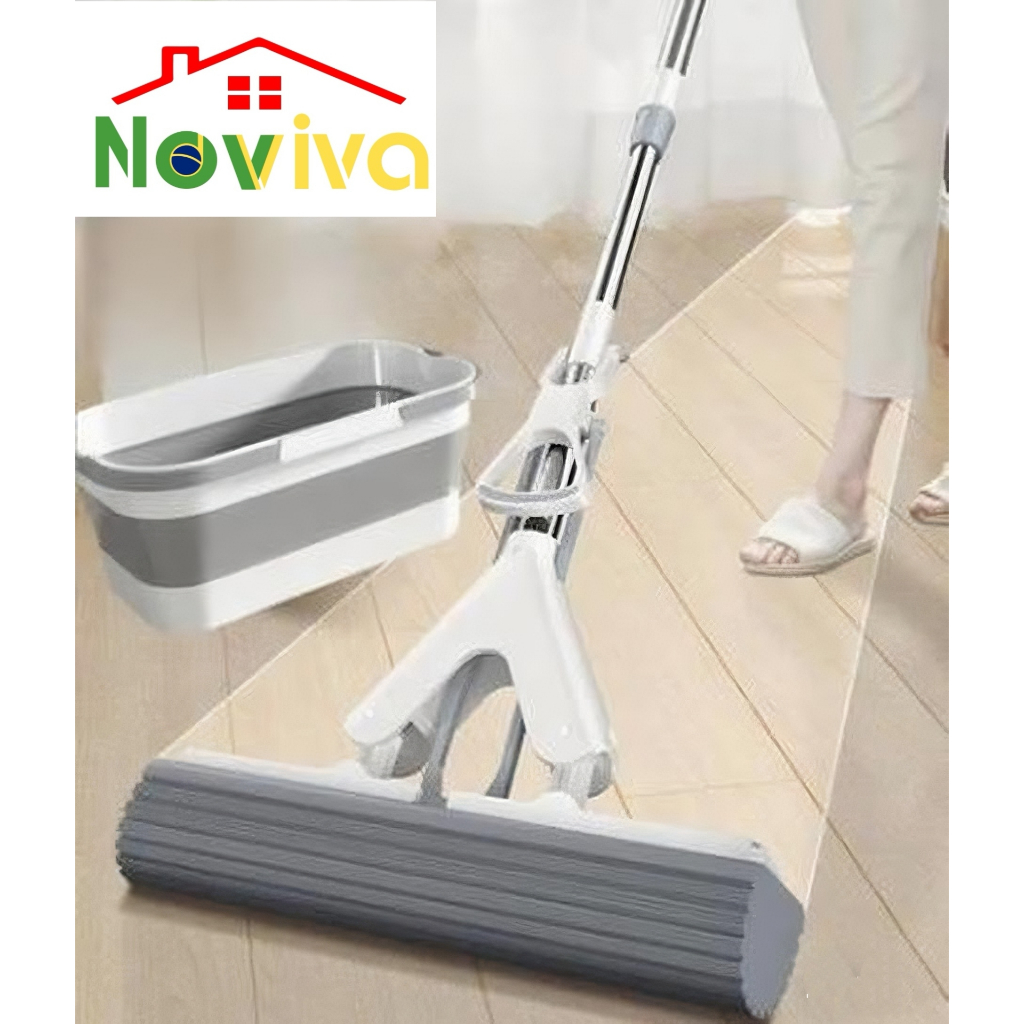 PVA Mop Kit-Balde e esfregão dobrável Rodo Microfibra Limpeza Esponja ...