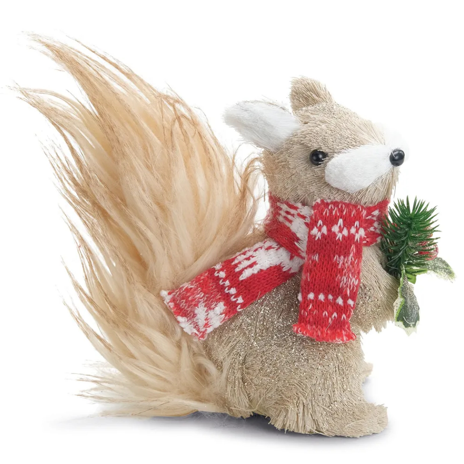 Esquilo Natal Em Pé Sisal Cachecol Vermelho E Pinha 16cm | Shopee Brasil